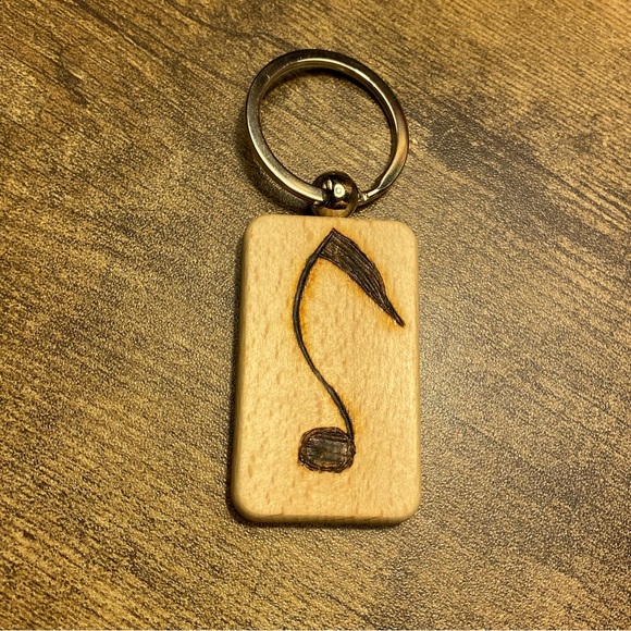 Hand Crafted | Art | Music Note Artisan Wood Burned Keychain | Poshmark
